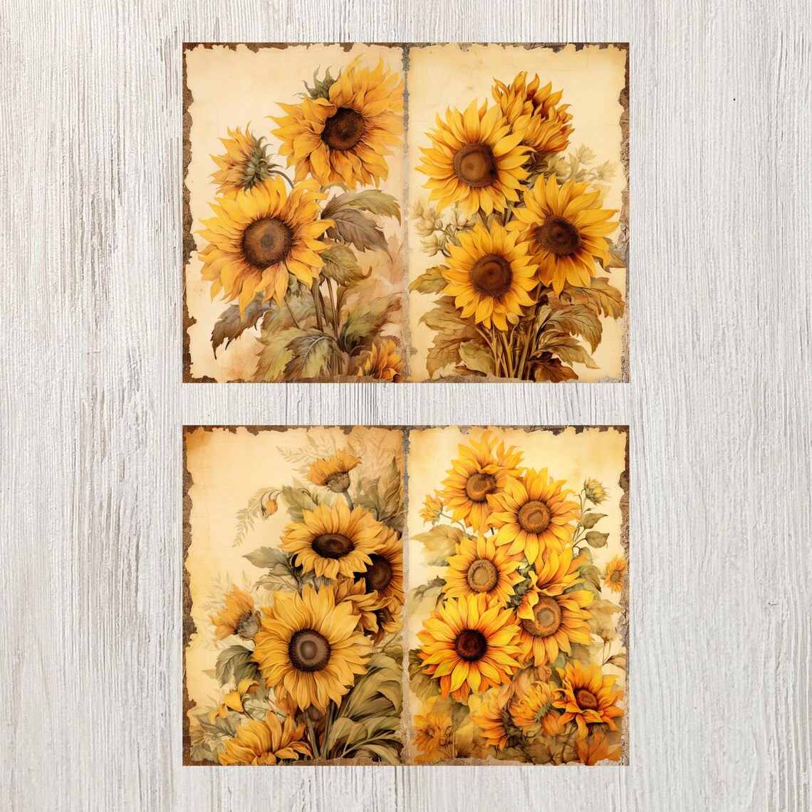 Sunflower Junk Journal Paper Flower Background Printable Floral Pages ...