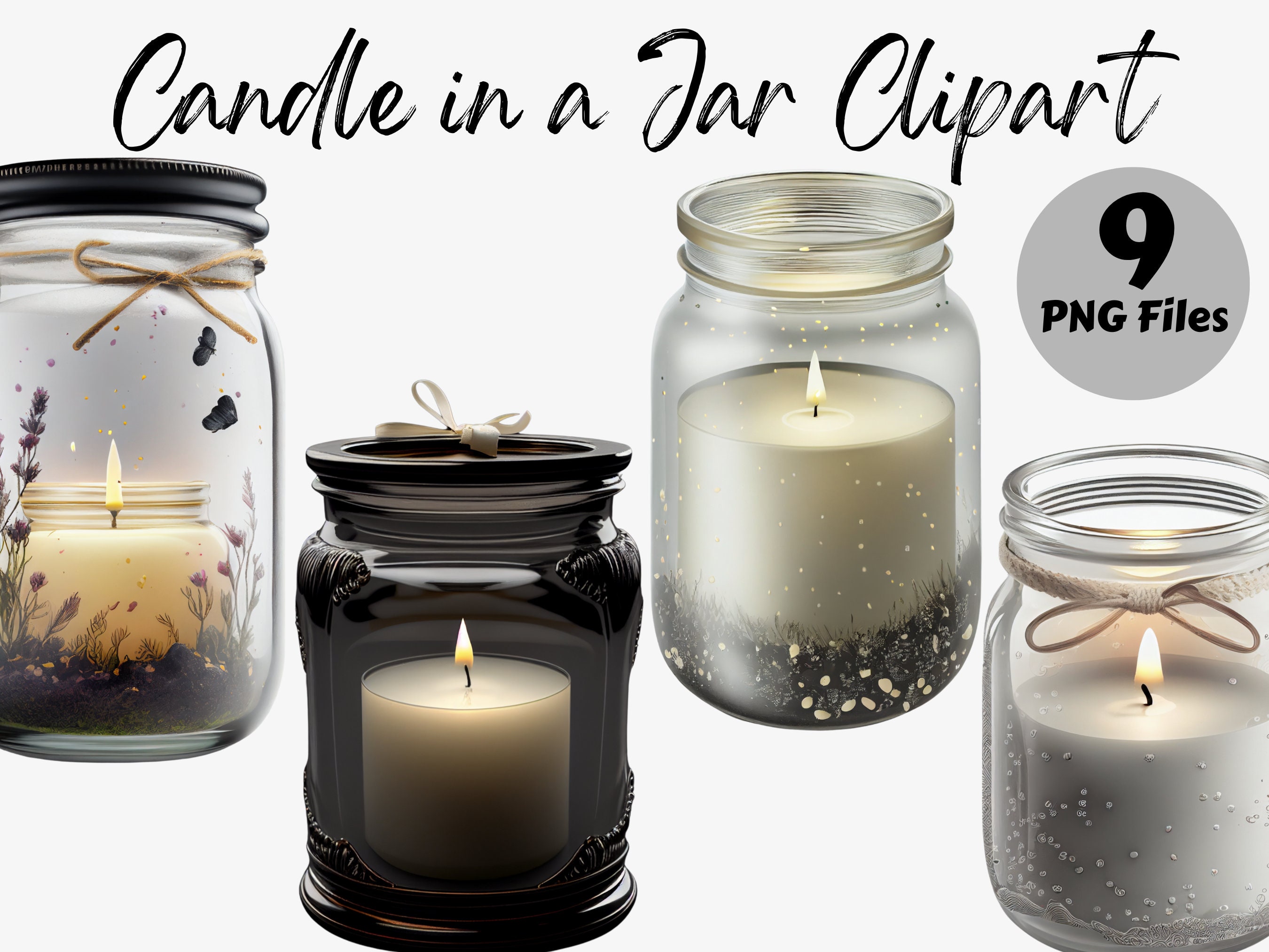 Watercolor Candle in a Jar Clipart Bundle Candle Digital Images Candle ...