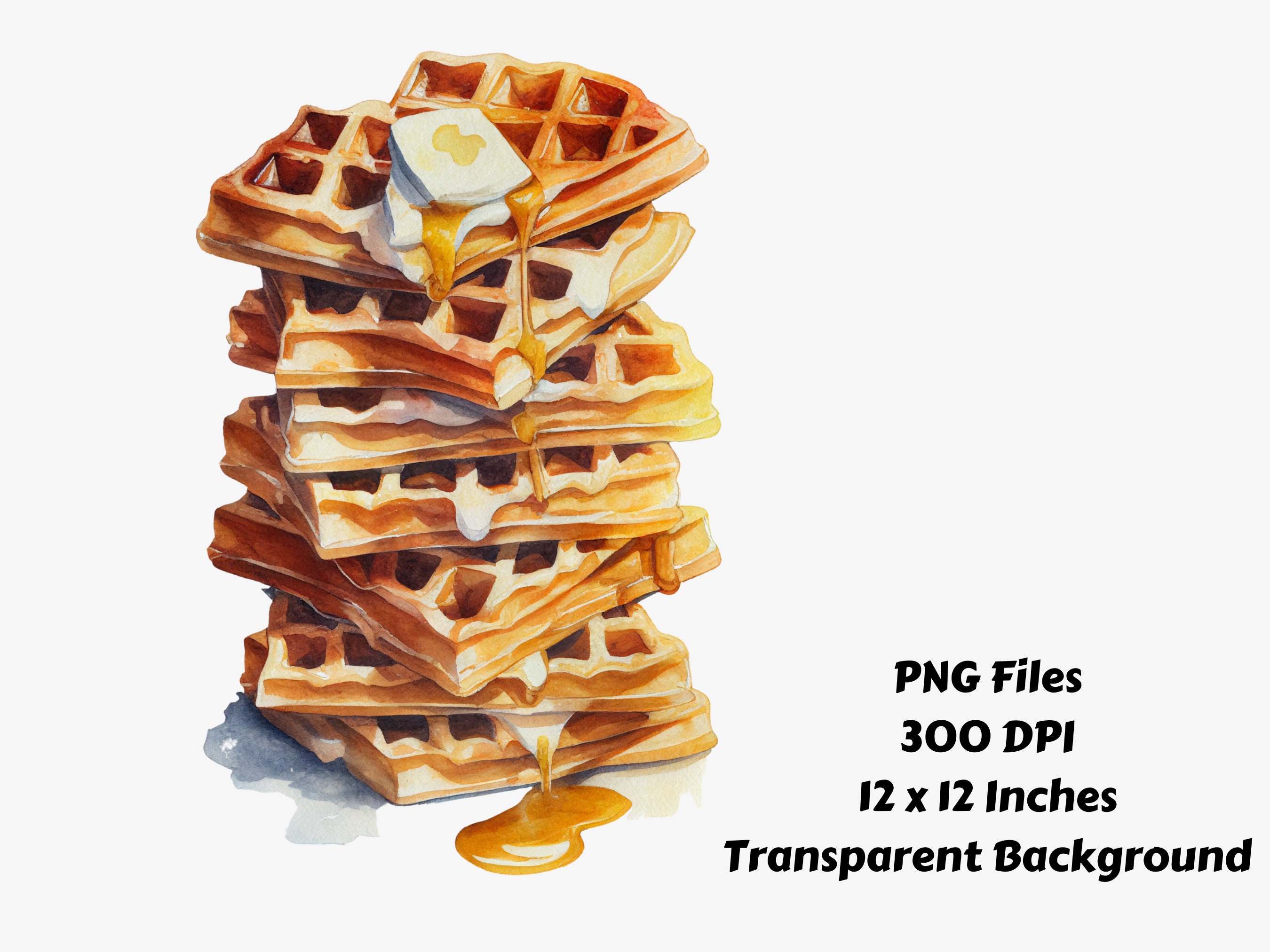 Watercolor Waffle Clipart Bundle Waffle Digital Images Waffle Graphics ...