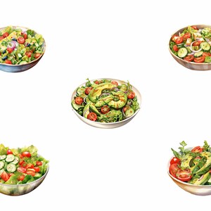 Watercolor Salad Bowl Clipart Bundle | Salad PNG | Sublimation | Food ...