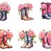 Watercolor Cowboy Boots Clipart Bundle | Floral Cowboy Boot Graphics ...