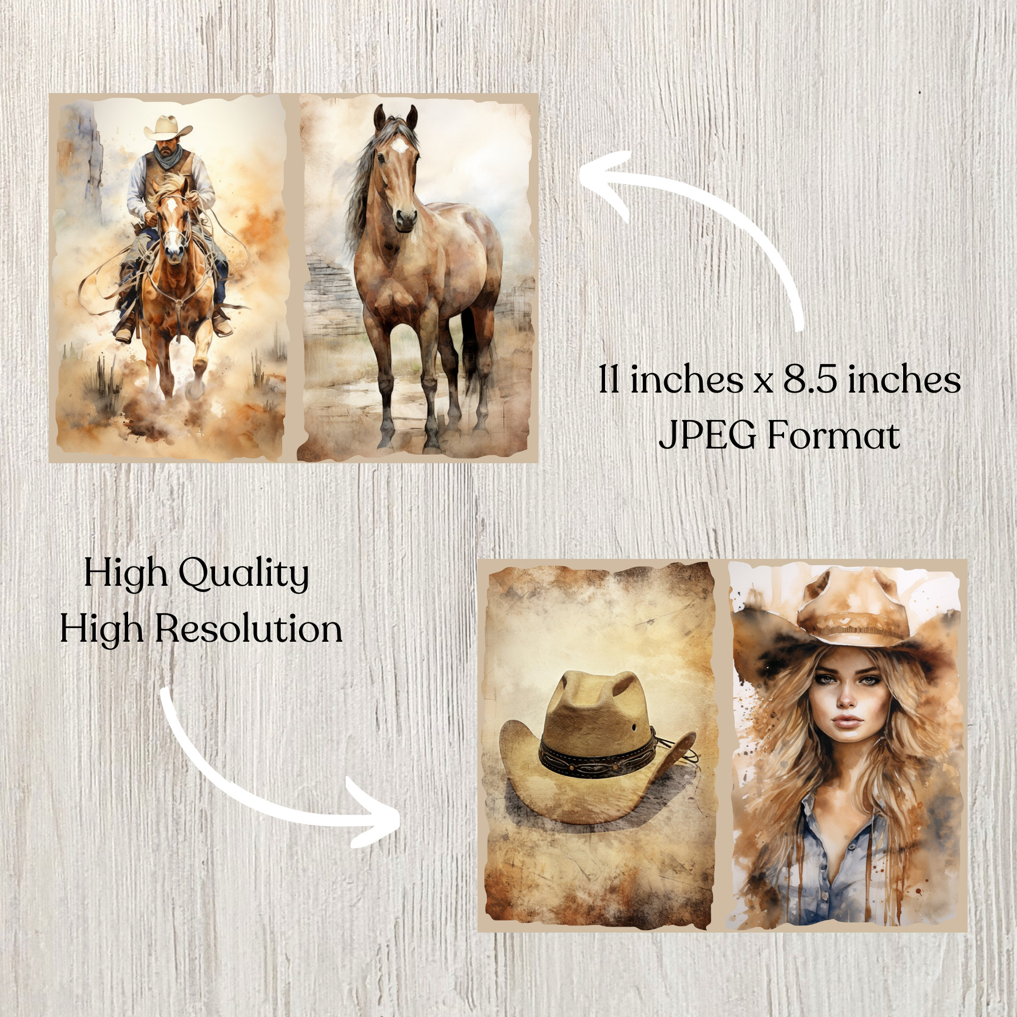 Watercolor Western Junk Journal Printable Pages | Cowboy Junk Journal ...