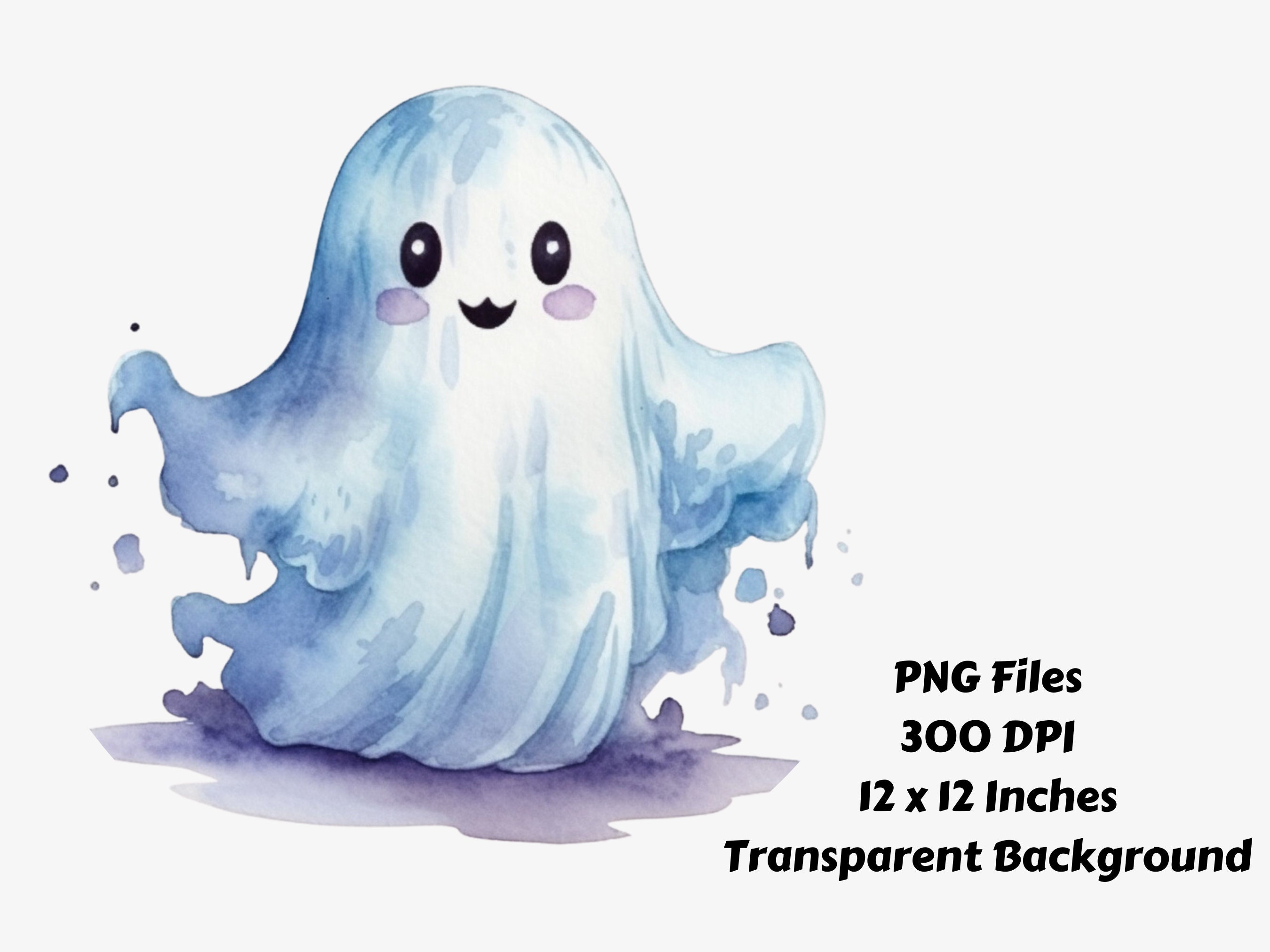 Watercolor Ghost PNG Clipart Bundle Halloween PNG Cute - Etsy