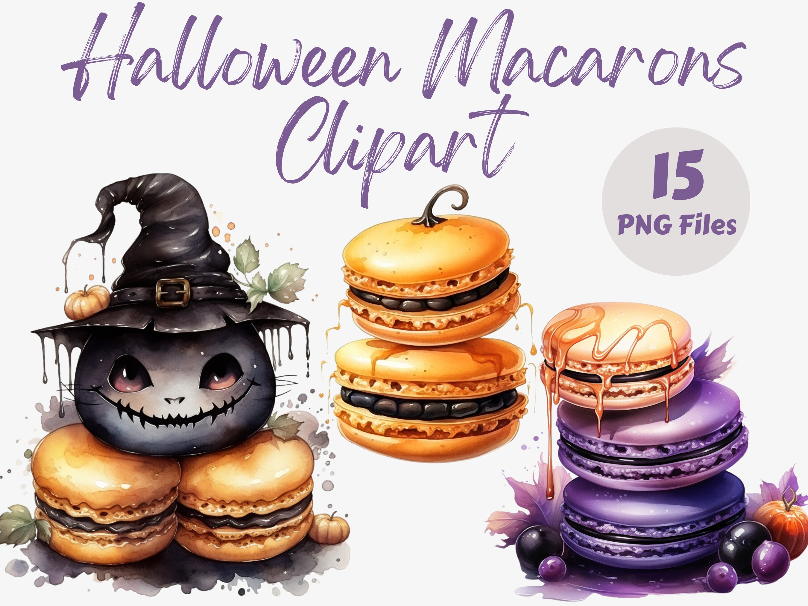 Watercolor Halloween Macron Clipart Macaron PNG Halloween PNG Digital ...