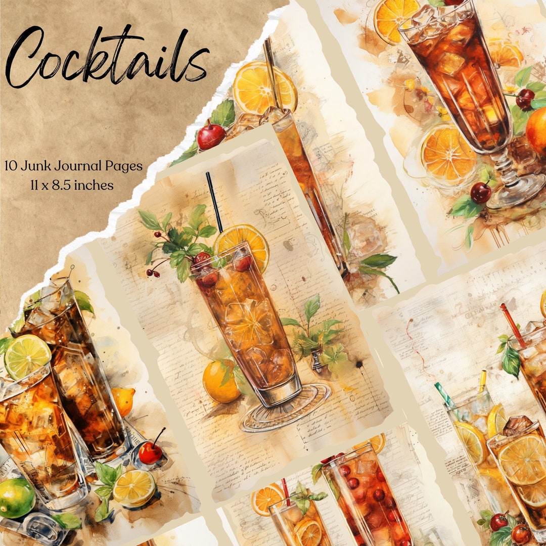 Cocktails Junk Journal Kit Drink Journal Printable Page Party Journal ...
