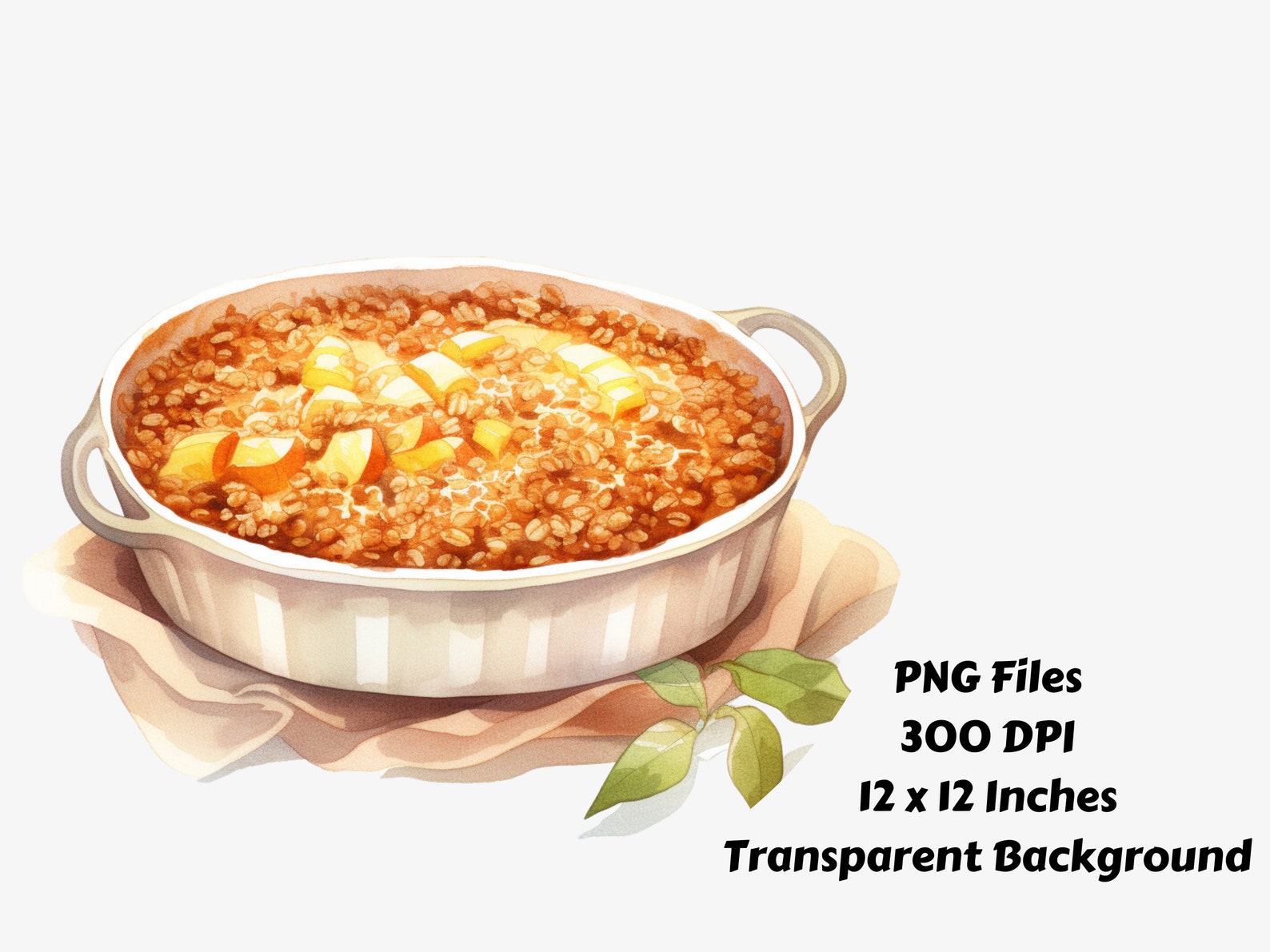 Watercolor Apple Crumble Clipart Bundle Dessert PNG Food Clipart ...