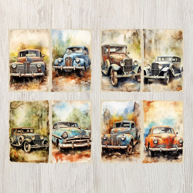 Vintage Vehicle Junk Journal Pages | Digital Scrapbook Paper ...