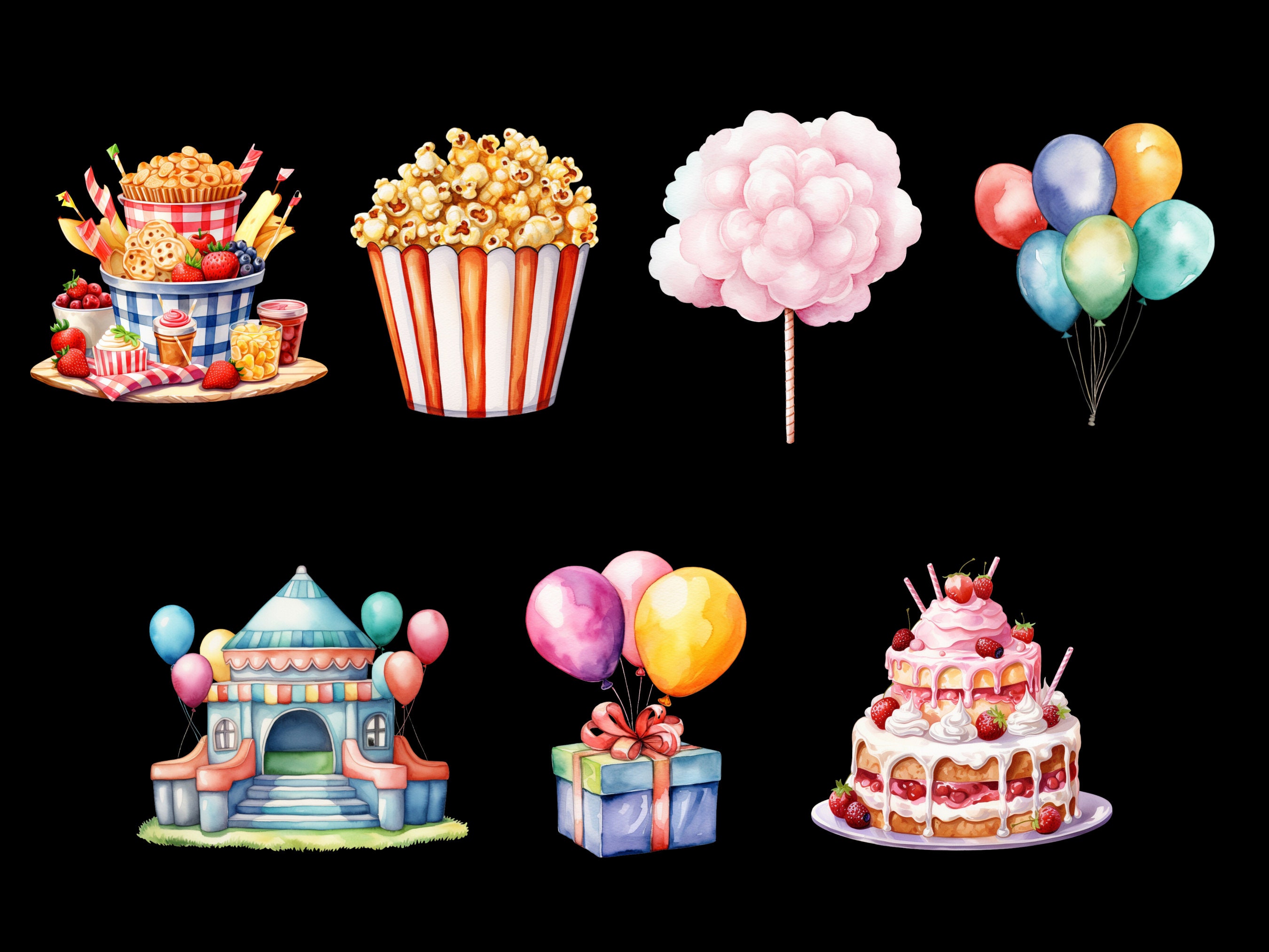 Birthday Party Clipart Party PNG Bundle Images for Scrapbook, Journal ...