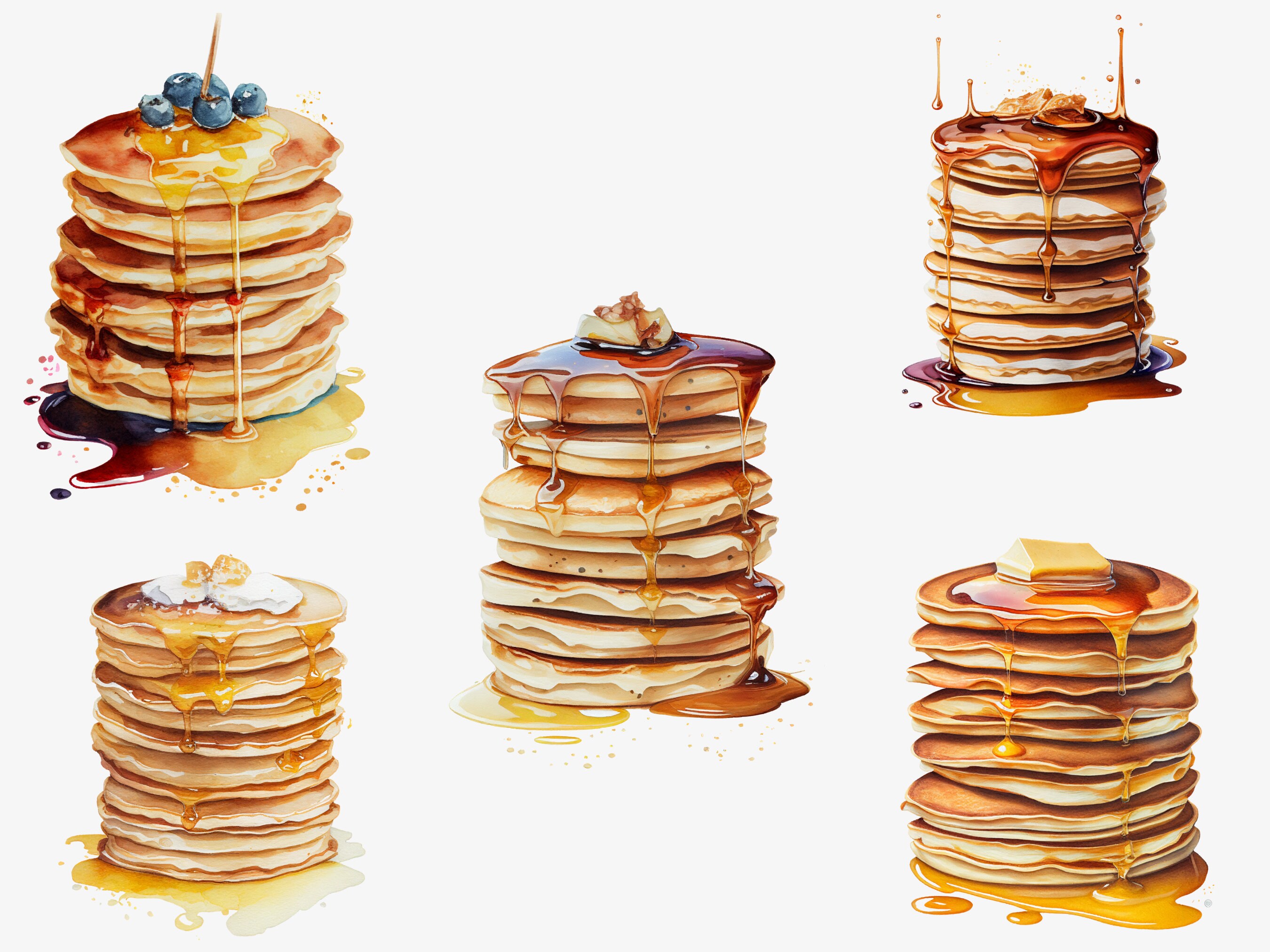 Watercolor Pancake Clipart Bundle Pancake Digital Images Pancake ...