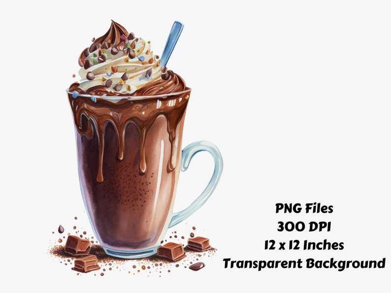 Watercolor Hot Chocolate Clipart Bundle Hot Chocolate Digital Images ...