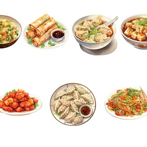 Watercolor Chinese Food Clipart | Chinese Takeout PNG | Kawaii Food PNG ...