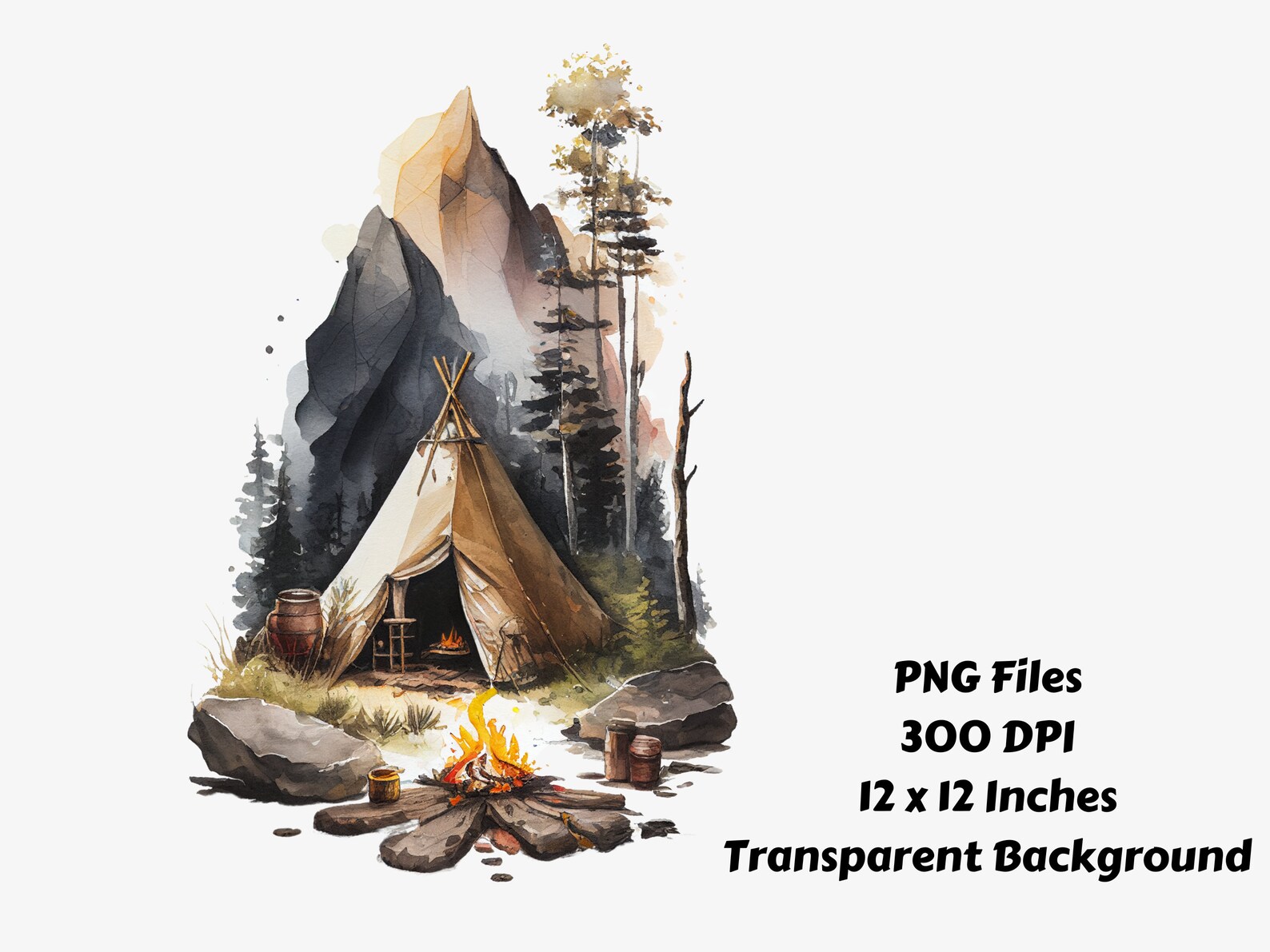 Watercolor Camping Clipart Bundle Camping Digital Images Camping ...