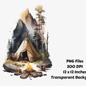 Watercolor Camping Clipart Bundle | Camping Digital Images | Camping ...