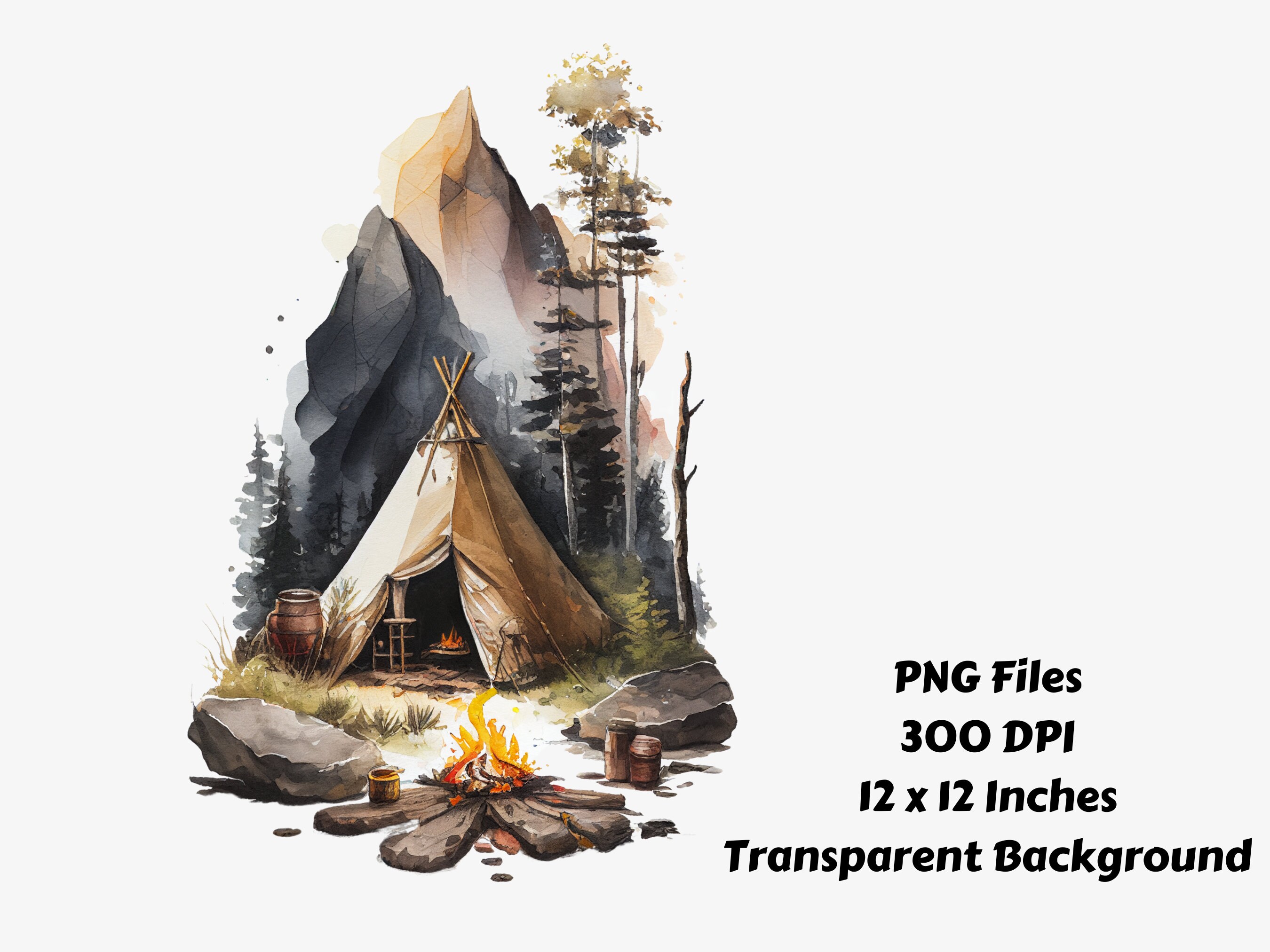 Watercolor Camping Clipart Bundle Camping Digital Images Camping ...
