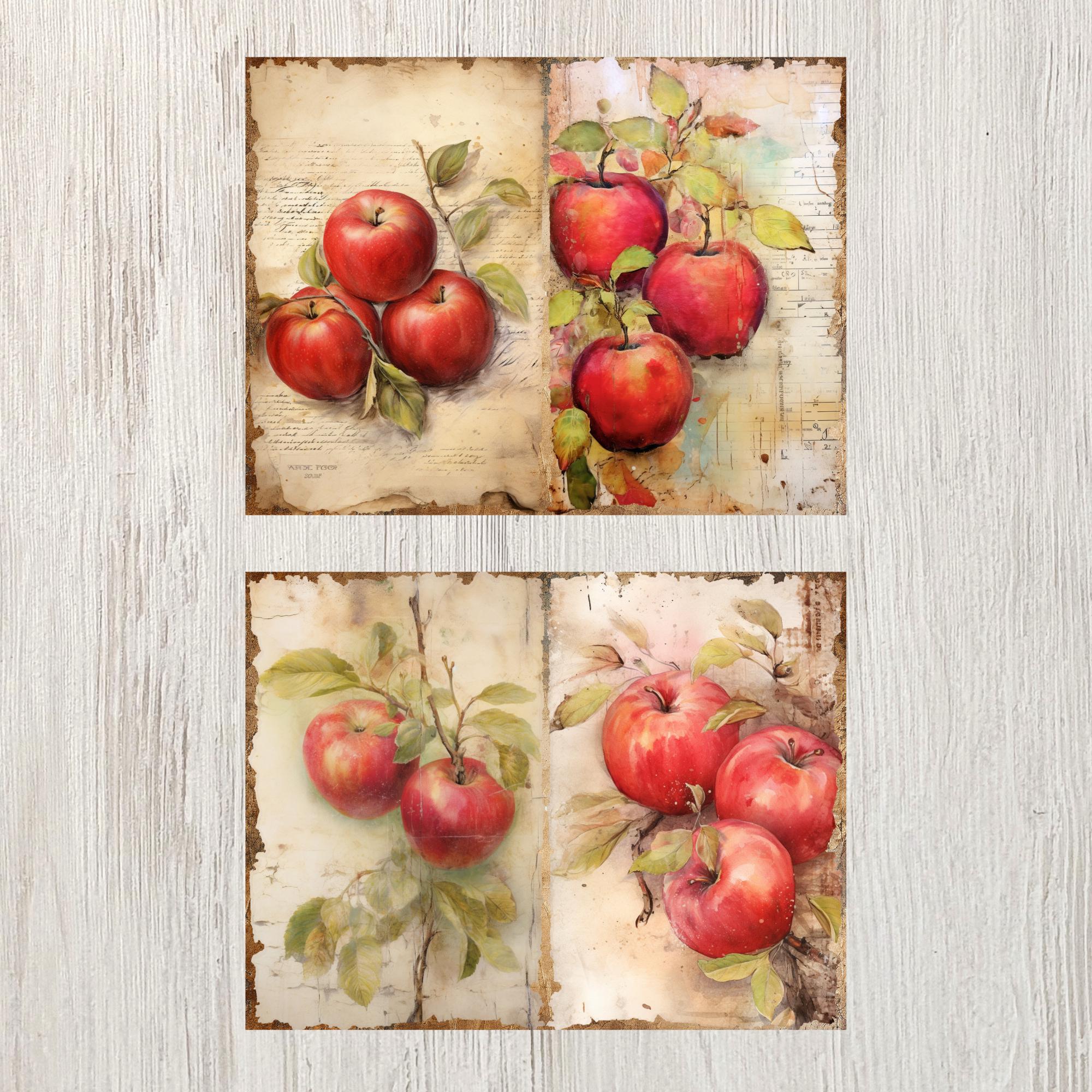 Apple Junk Journal Pages Printable Vintage Paper Craft Paper for ...