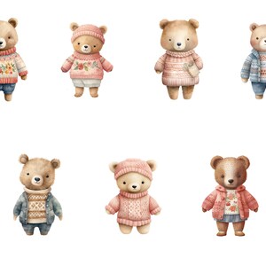 Watercolor Teddy Bear PNG Clipart Bundle | Teddy Bear Sublimation ...