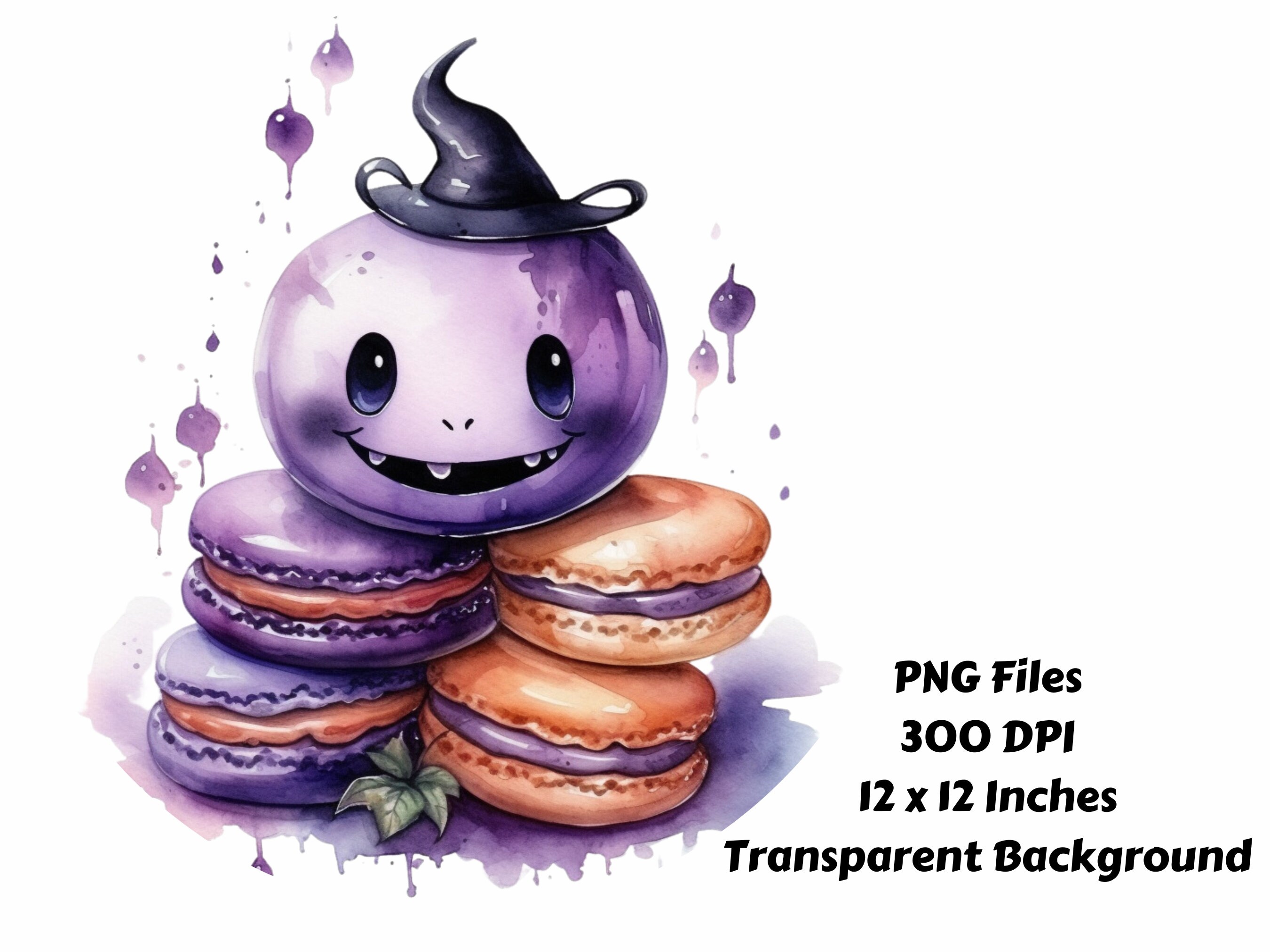 Watercolor Halloween Macron Clipart Macaron PNG Halloween PNG Digital ...