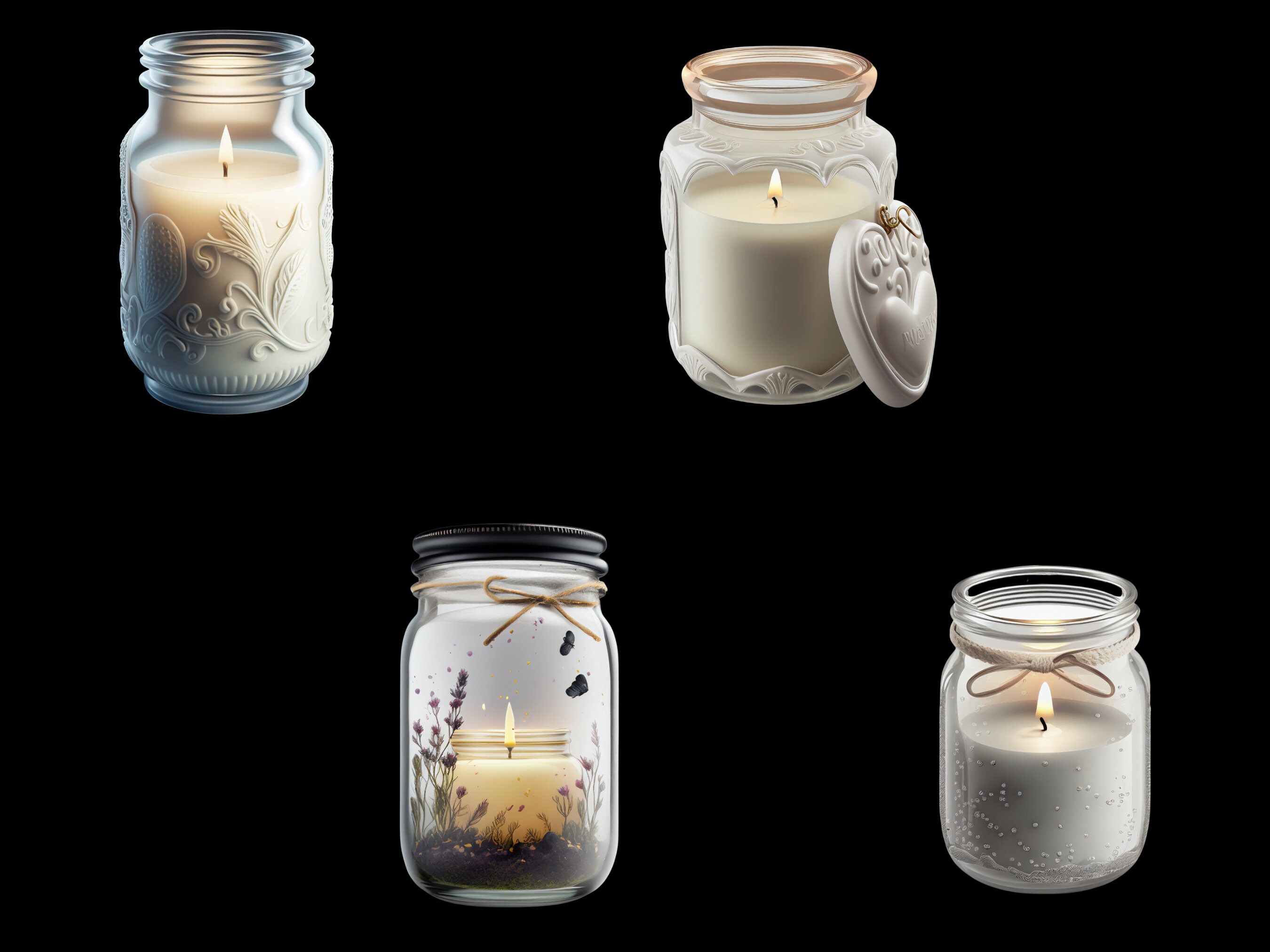 Watercolor Candle in a Jar Clipart Bundle Candle Digital Images Candle ...