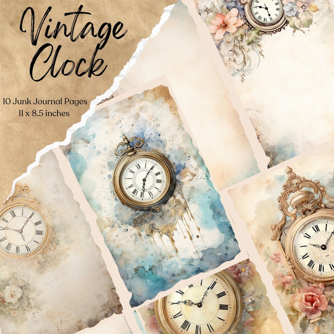 Vintage Clocks Junk Journal Pages | Vintage Ephemera | Scrapbook ...