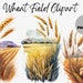 Watercolor Wheat Field Clipart Wheat Field Digital Images Graphics ...