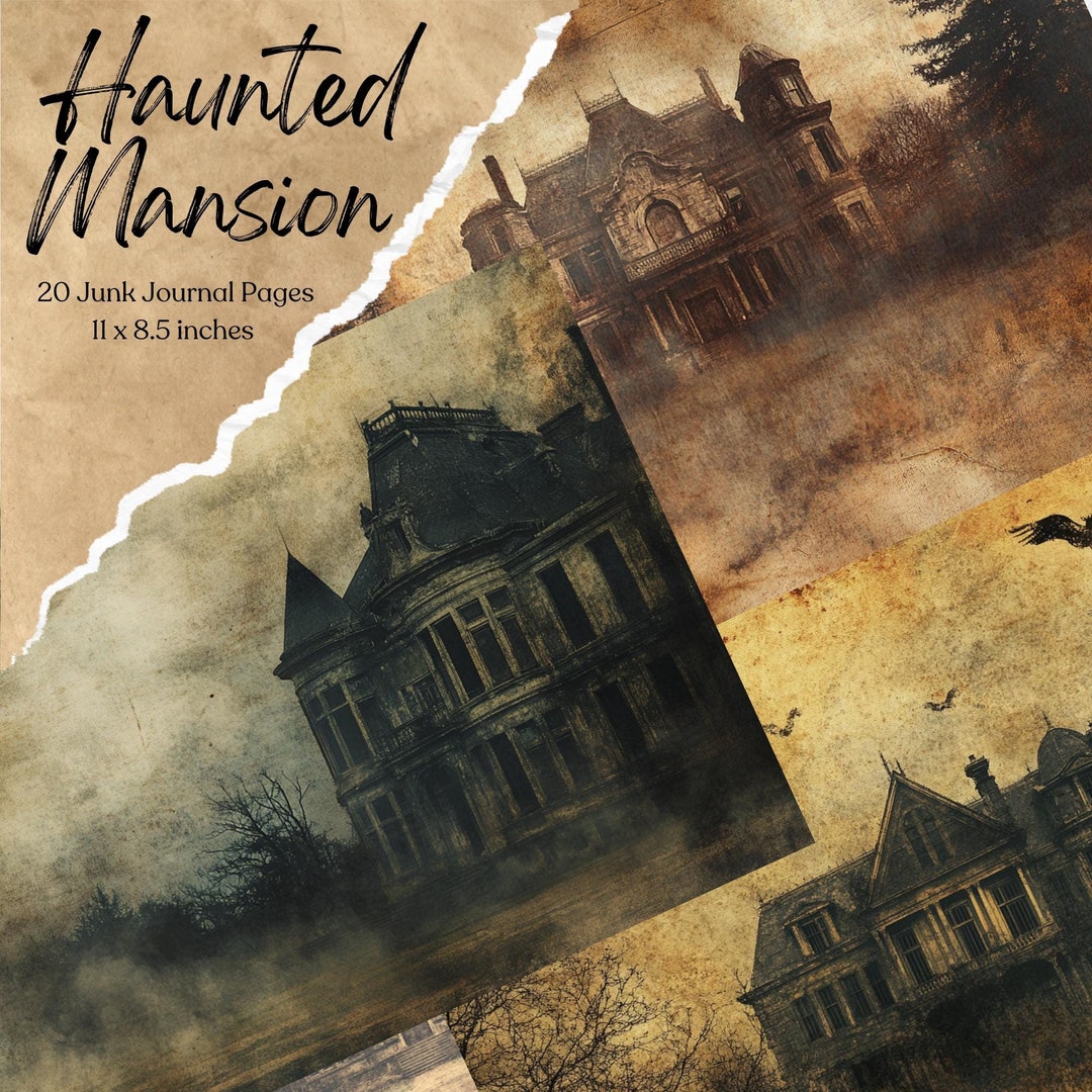 Haunted Mansion Junk Journal Page Digital Scrapbook Paper Spooky ...