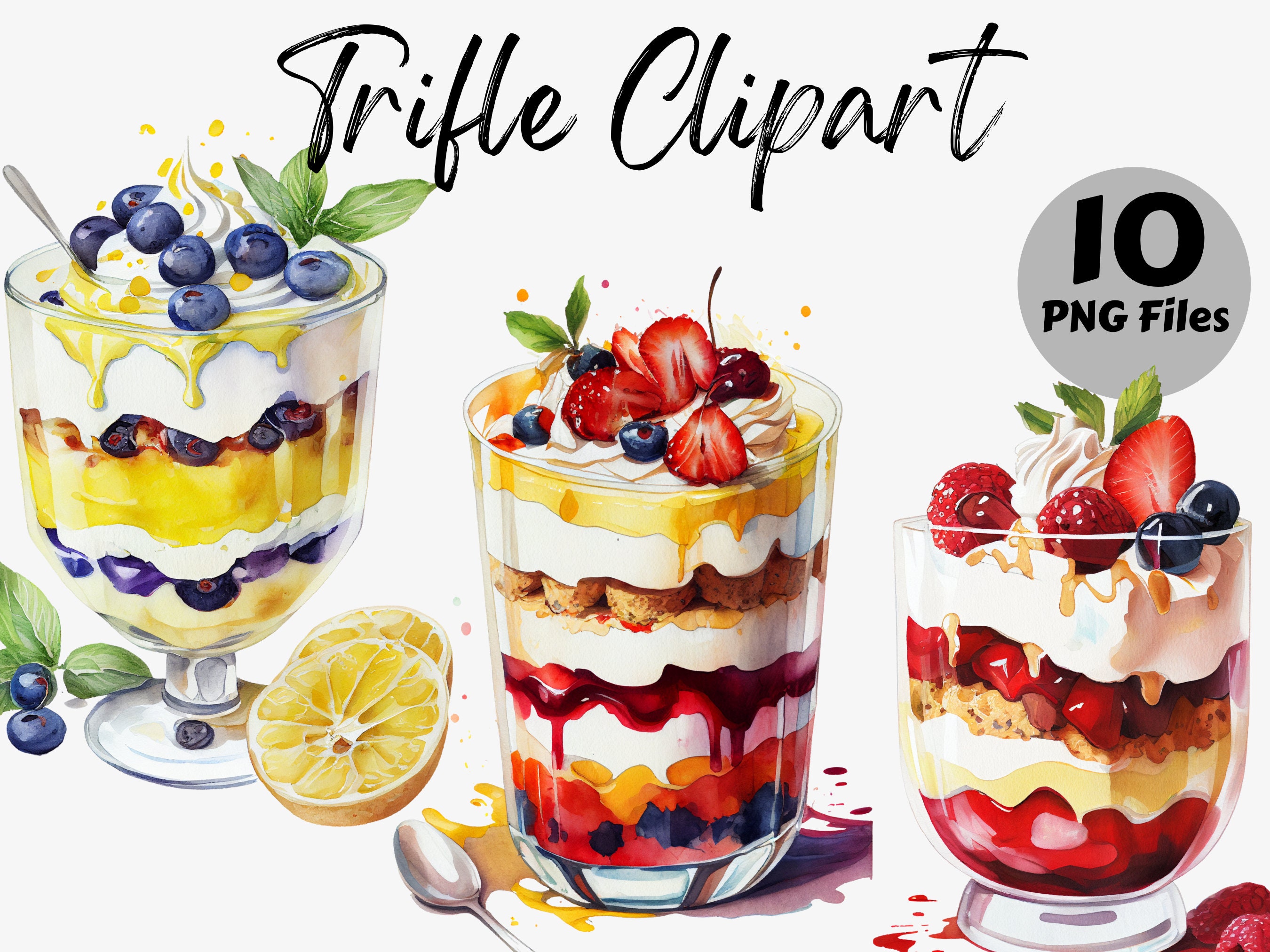 Watercolor Trifle Clipart Bundle Trifle Digital Images Trifle Graphics ...