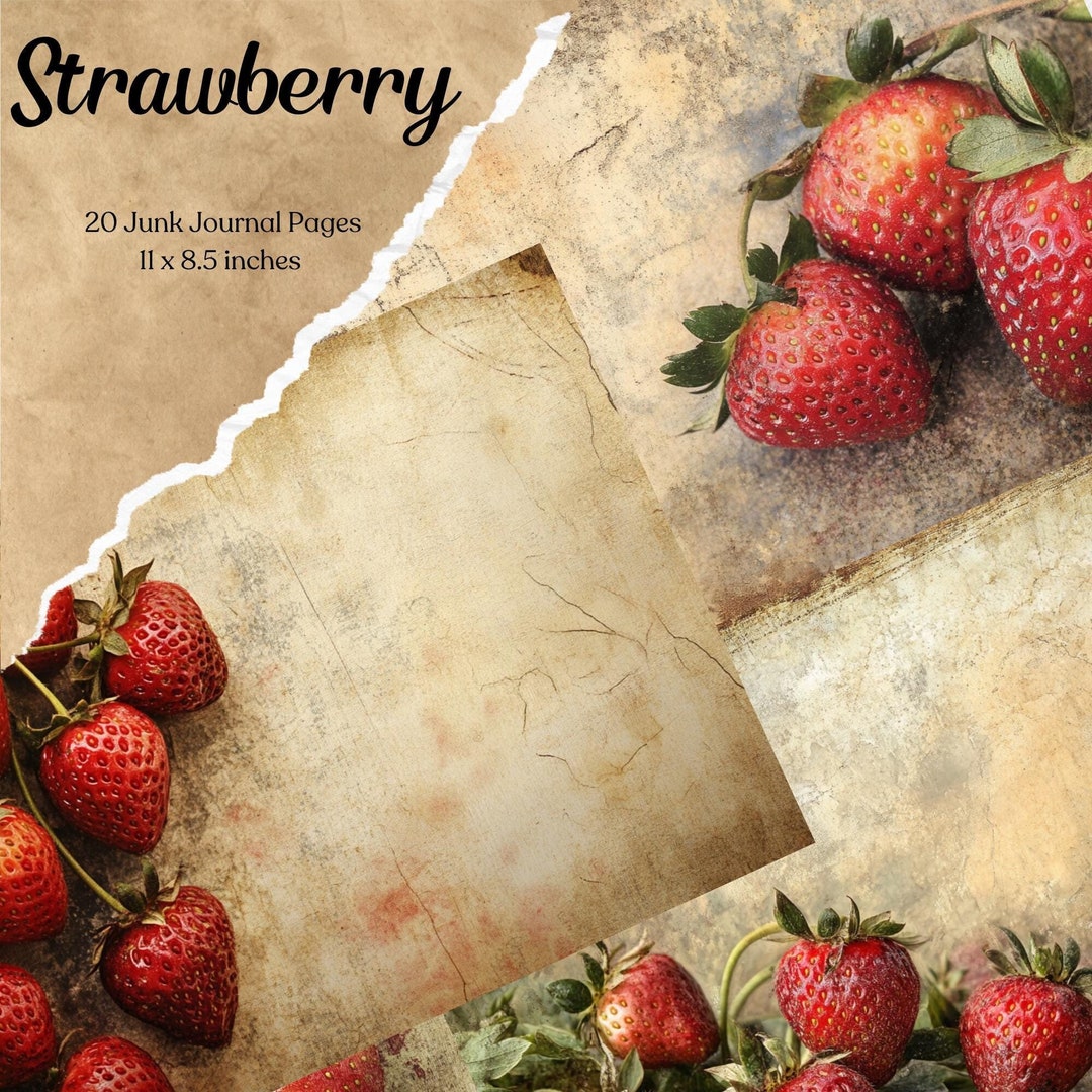 Strawberry Junk Journal Pages Printable Vintage Paper Craft Paper for ...
