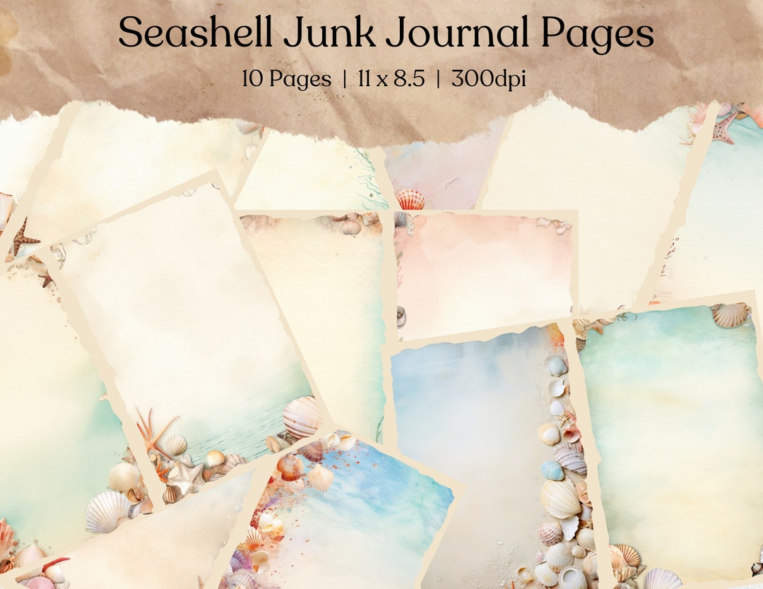 Seashell Junk Journal Pages | Digital Scrapbook Paper Kit | Ocean ...