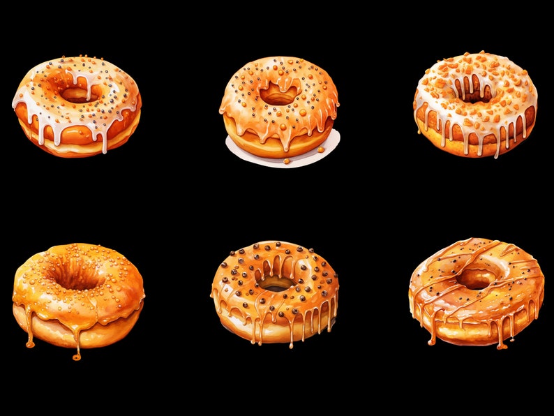 Watercolor Pumpkin Spiced Donut PNG Clipart Bundle Halloween Donuts ...