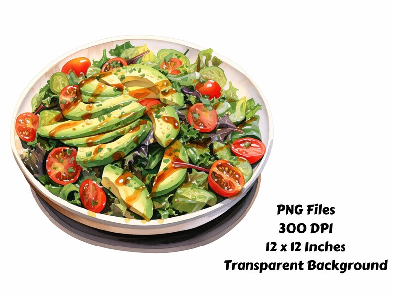 Watercolor Salad Bowl Clipart Bundle Salad PNG Sublimation Food ...