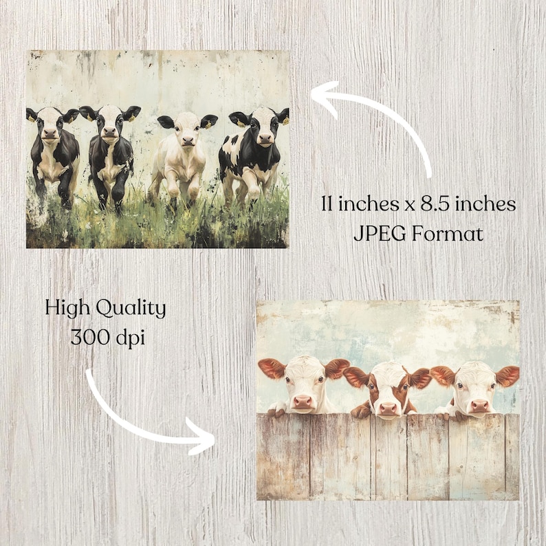 Cow Junk Journal Papers Kit Animal Ephemera Printable Download Mixed ...