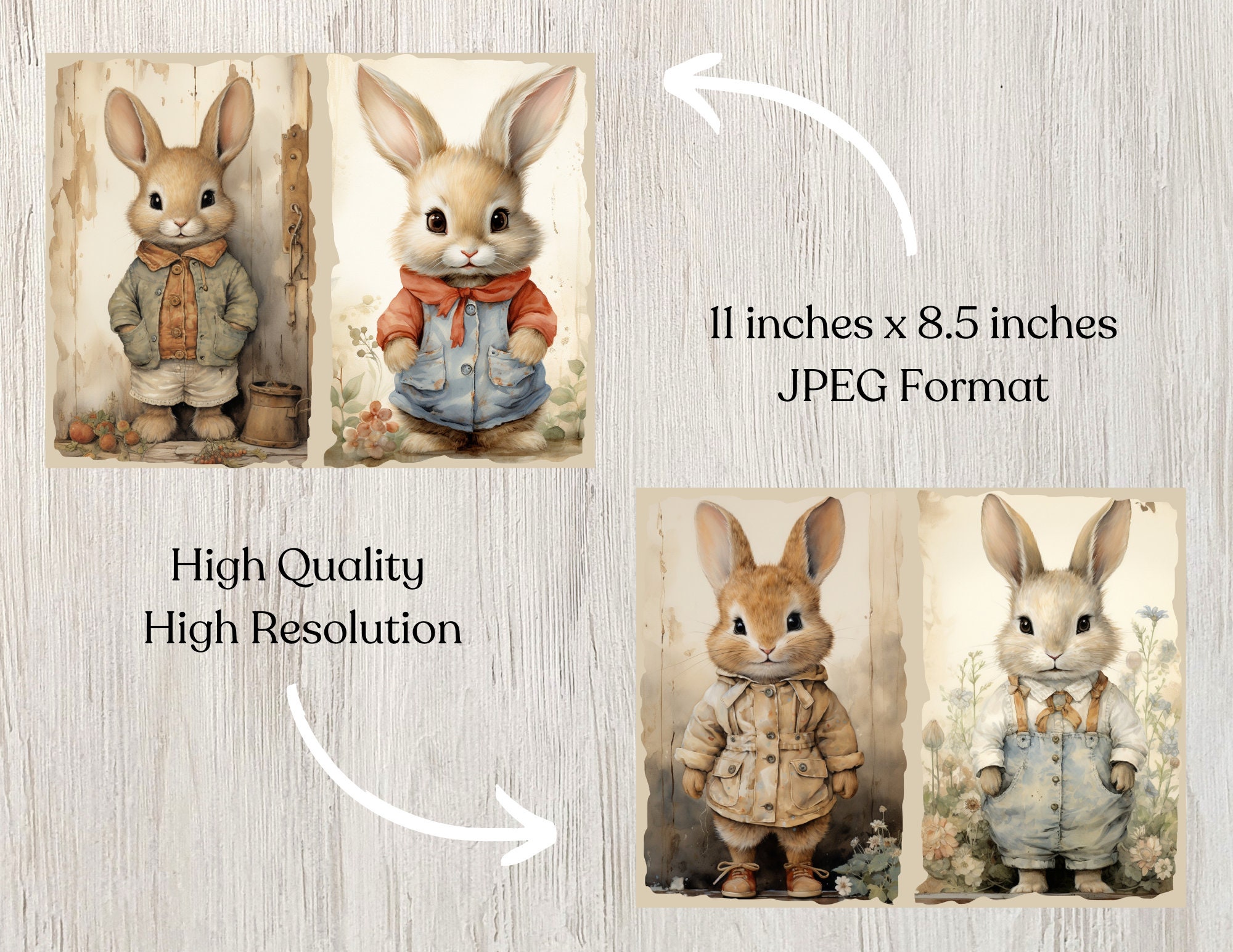 Bunny Junk Journal Page Bundle Rabbit Junk Journal Junk Journal Pages ...