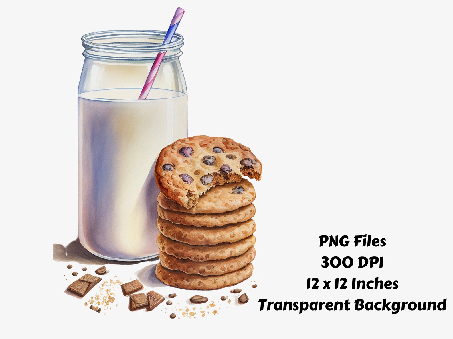 Watercolor Milk and Cookies Clipart Bundle Milk and Cookies - Etsy