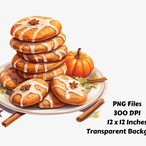 Watercolor Pumpkin Spiced Cookies PNG Clipart Bundle | Halloween ...