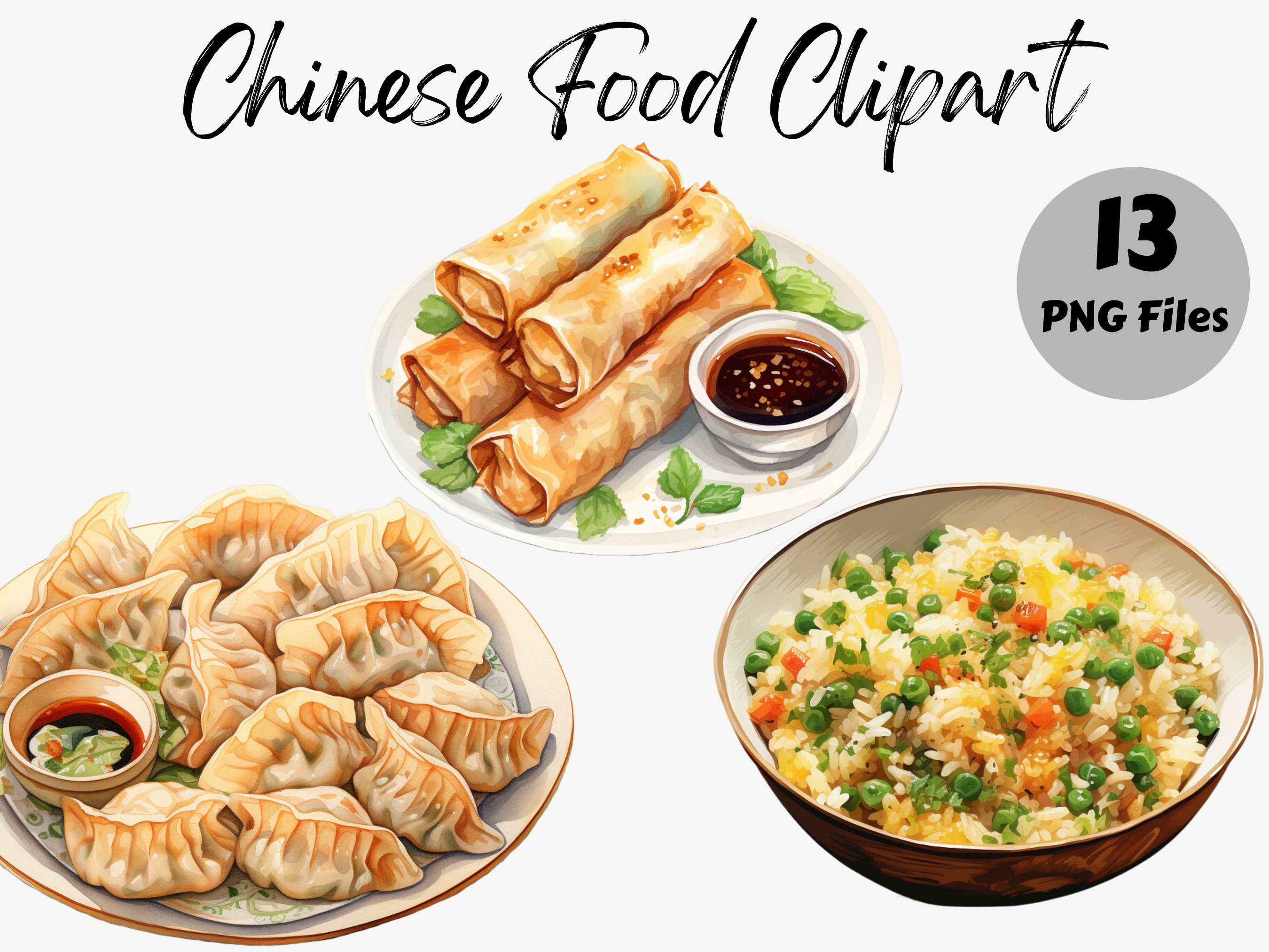 Watercolor Chinese Food Clipart | Chinese Takeout PNG | Kawaii Food PNG ...