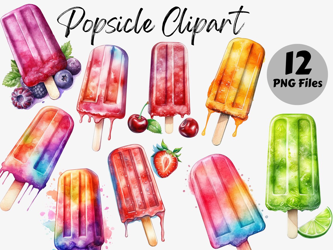 Watercolor Popsicle Clipart Bundle Popsicle PNG Popsicle - Etsy