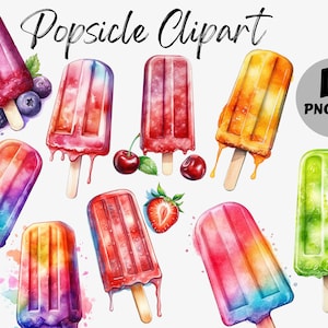 Watercolor Popsicle Clipart Bundle | Popsicle PNG | Popsicle Graphics ...
