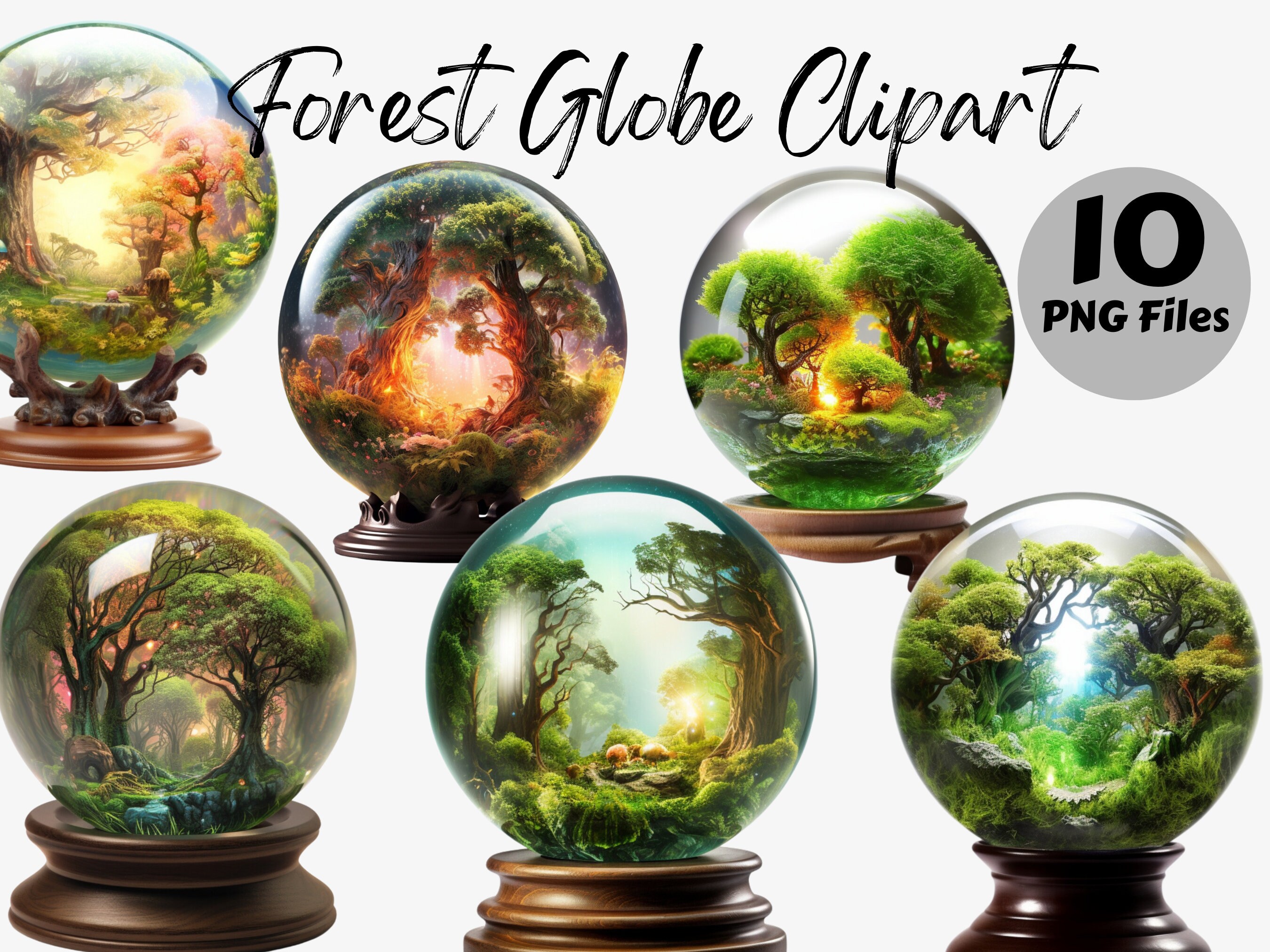 Watercolor Globe Forest Clipart Bundle Globe Graphics Globe Forest PNG ...