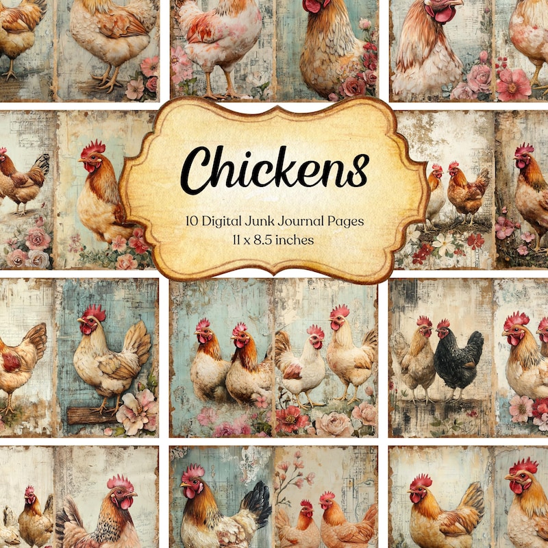 Chicken Collage - Etsy