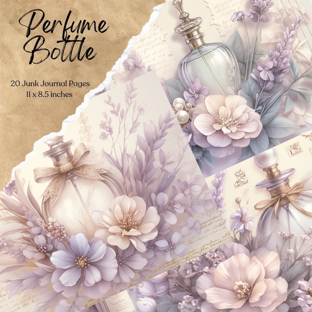 Perfume Bottle Junk Journal Printable Pages Vintage Card Digital ...