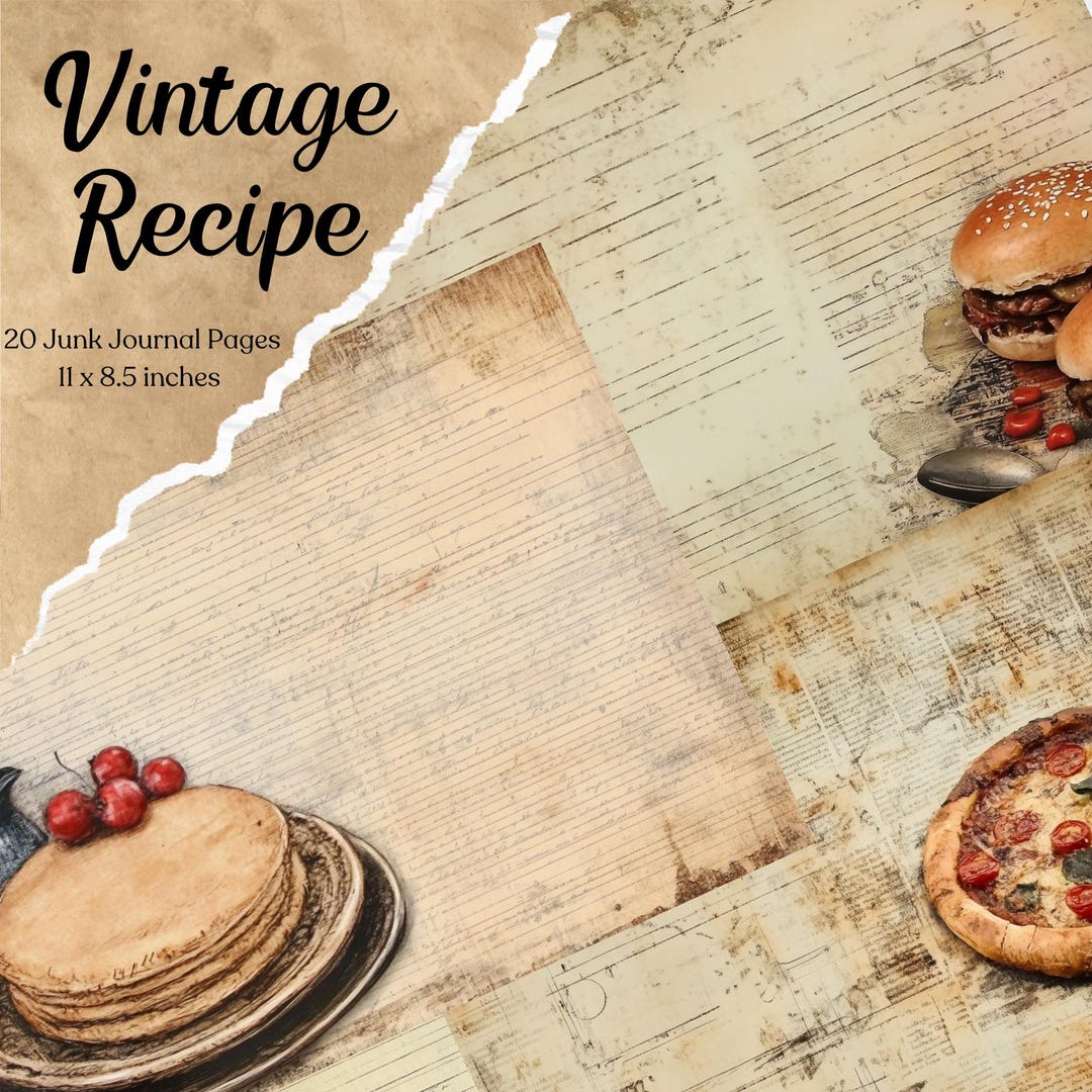 Vintage Recipe Junk Journal Pages Culinary Printable Paper Craft Paper ...