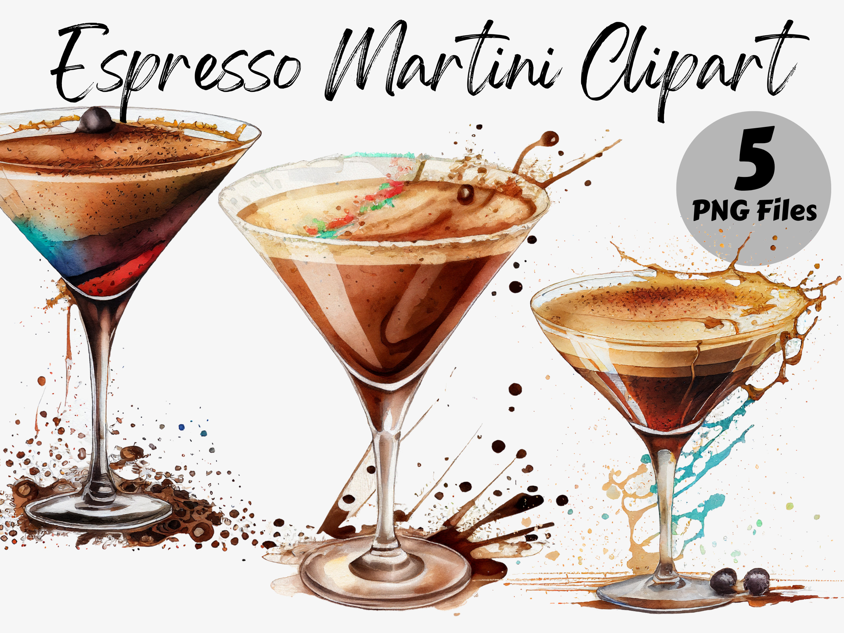 Watercolor Espresso Martini Clipart Bundle Espresso Martini Digital ...