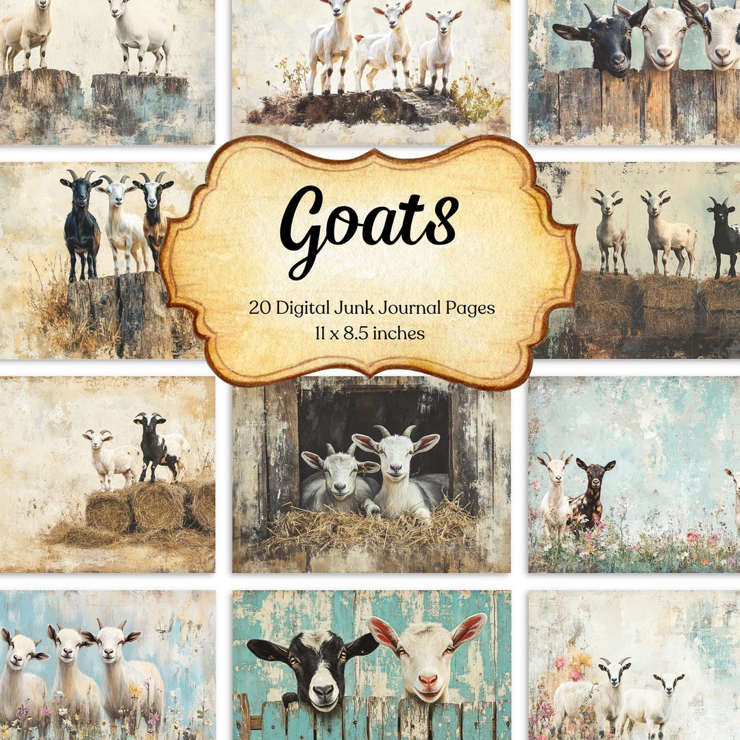 Goat Junk Journal Papers Kit Animal Ephemera Printable Download Mixed ...
