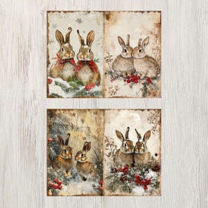 Christmas Rabbit Junk Journal Kit Christmas Junk Journal Page Bunny ...