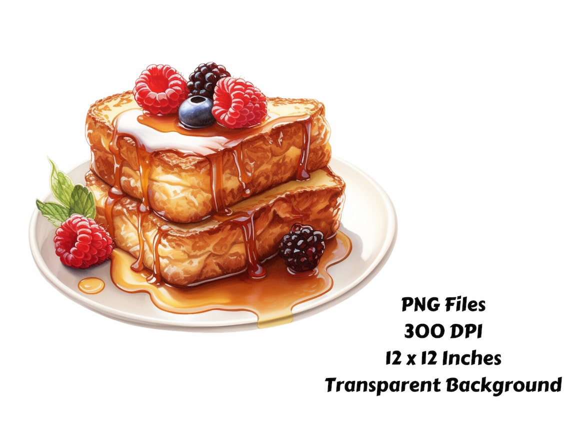 Watercolor French Toast Clipart | French Toast PNG | Kawaii Food ...