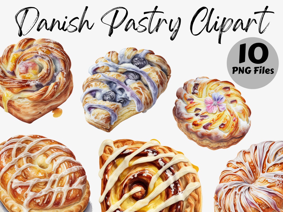 Watercolor Danish Pastry Clipart Bundle | Danish Pastry Digital Images ...