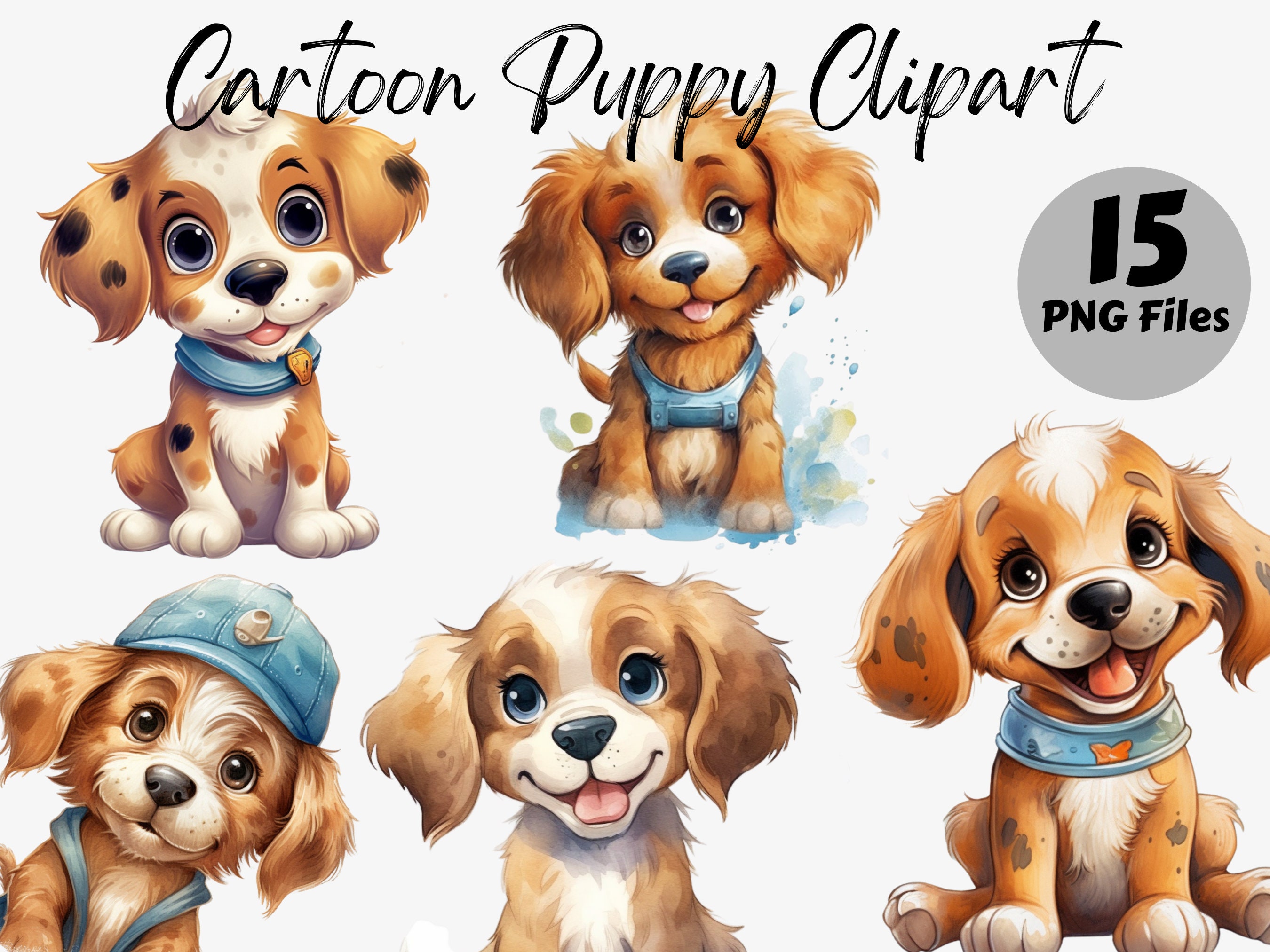 Watercolor Puppy Clipart Bundle Puppy PNG Baby Shower Graphics Puppy ...