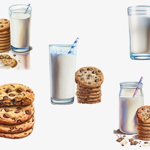 Watercolor Milk and Cookies Clipart Bundle | Milk and Cookies Digital ...