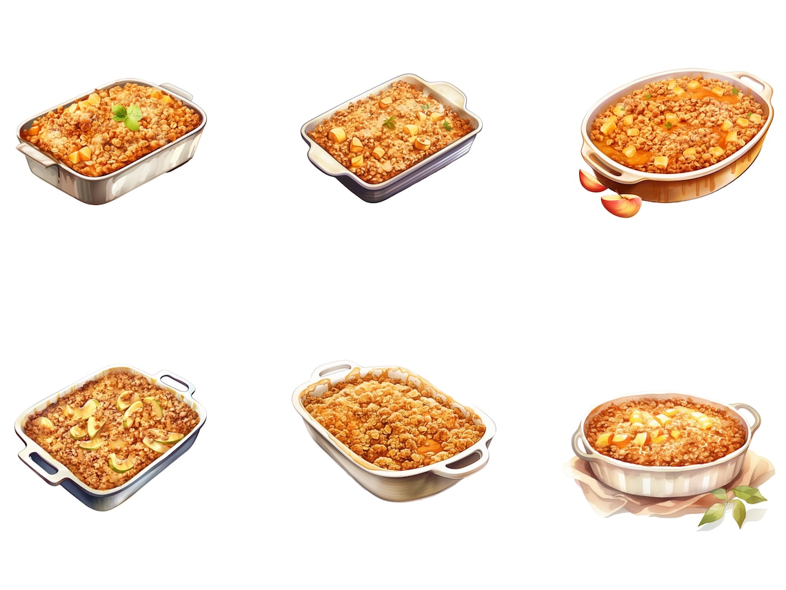 Watercolor Apple Crumble Clipart Bundle Dessert PNG Food Clipart ...