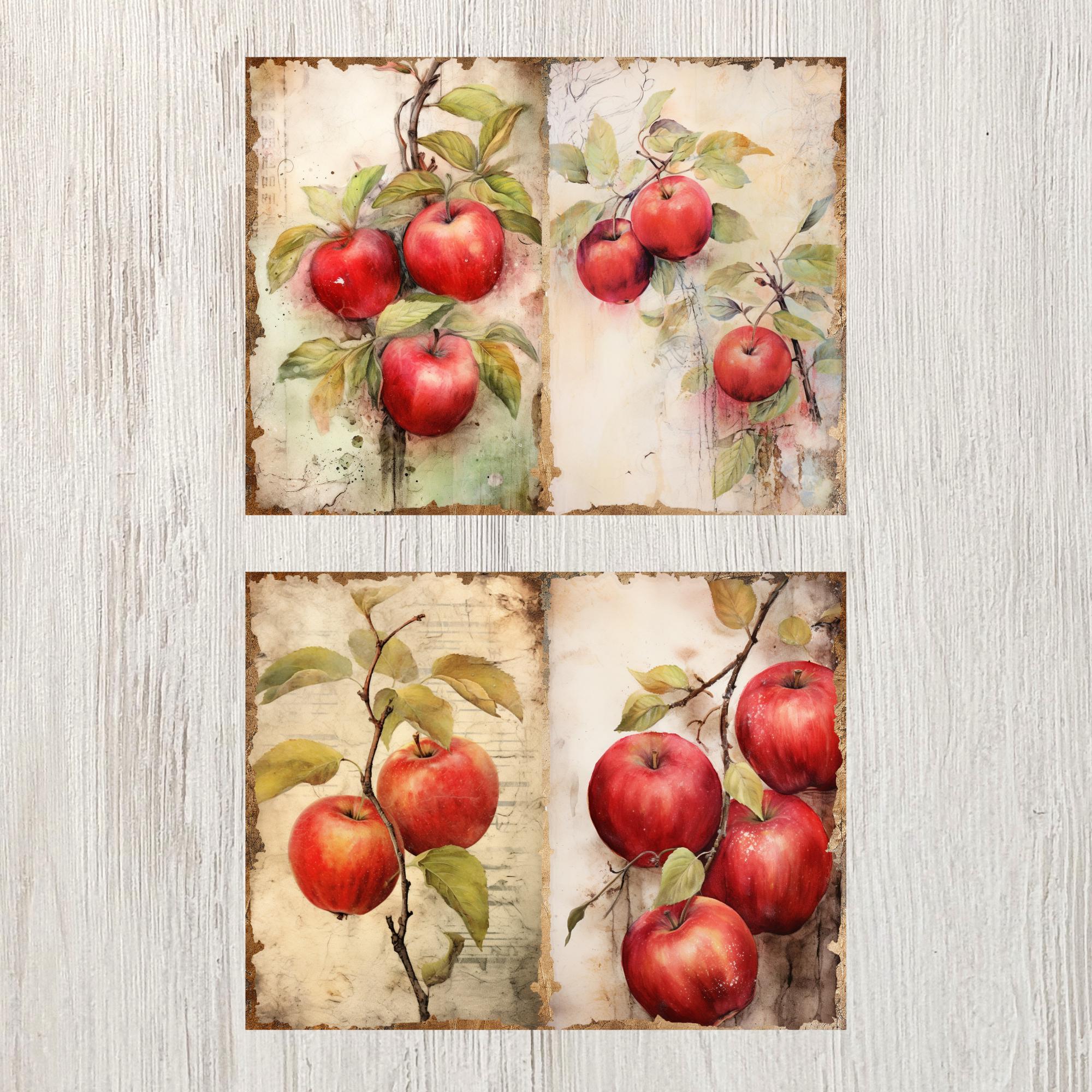 Apple Junk Journal Pages Printable Vintage Paper Craft Paper for ...